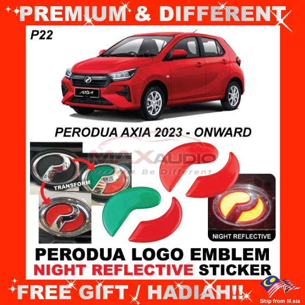 Car Logo Emblem Sticker PERODUA AXIA 2023 - 2024 Front Rear Steering ...