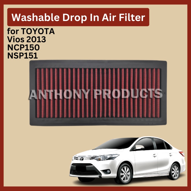 Toyota Vios NCP150 NSP151 Mitsubishi Mirage Drop In Air Filter High ...