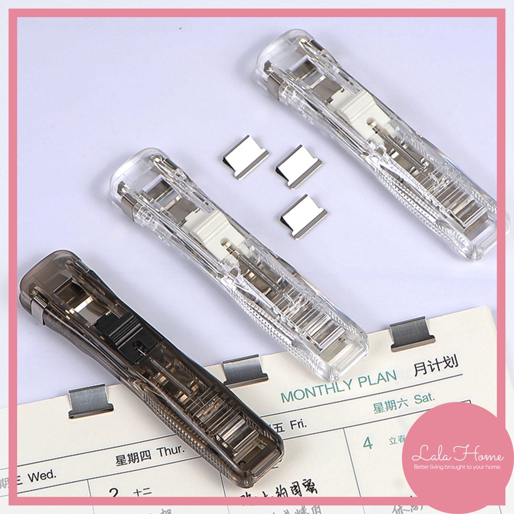 Nail Free Stapler Transparent Pusher Clips Hand Held Test Paper Clam ...