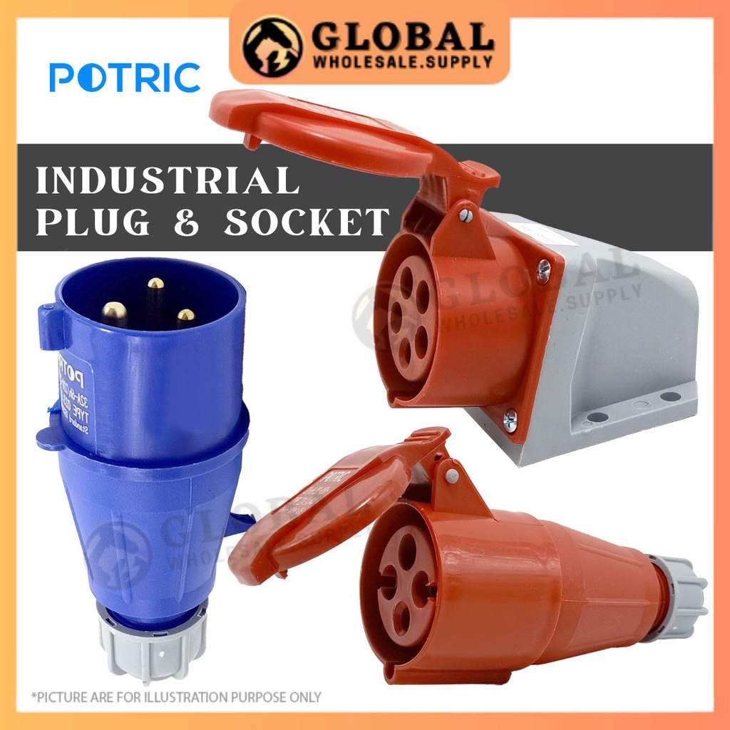 GREY Industrial Plug Connector 3 Pin 4 Pin 5 Pin16A / 32A IP44 Dust‑Proof Waterproof Industrial ...