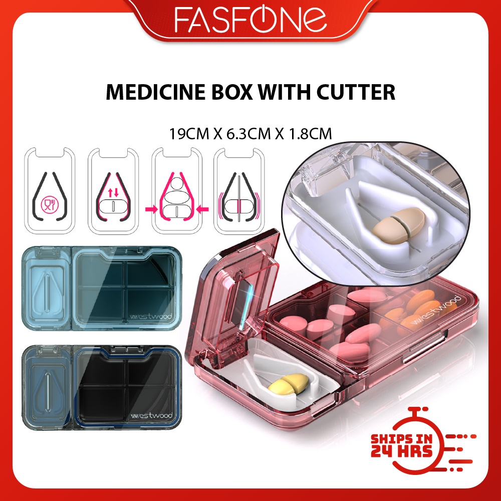 Pill Grid Case Medicine Box Storage Tablet Compartment Cutter Stainless ...