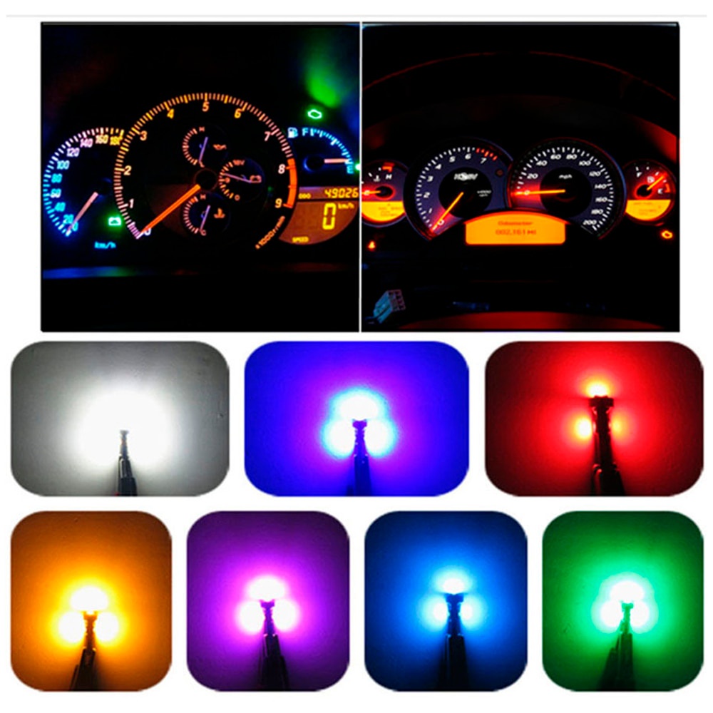 10Pcs T5 w3w, W1, 2W, 3030 car LED light bulb dashboard, LED lamp ...