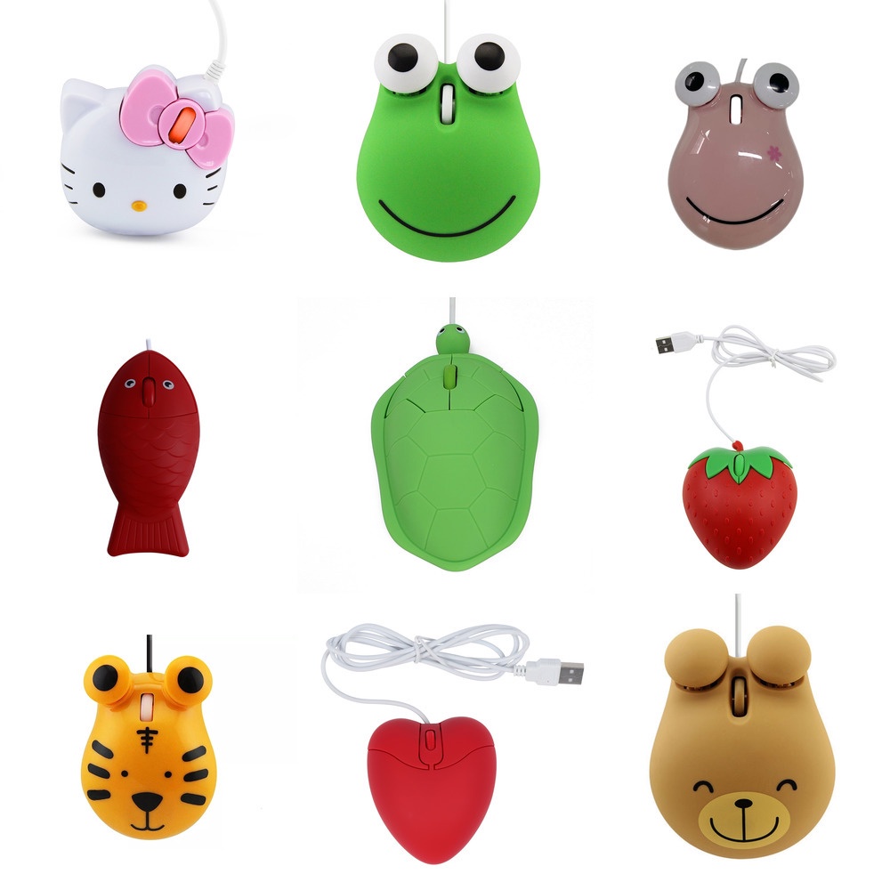 Kawaii Mini USB Wired Mouse Creative Animal Design Cute Frog Hello ...