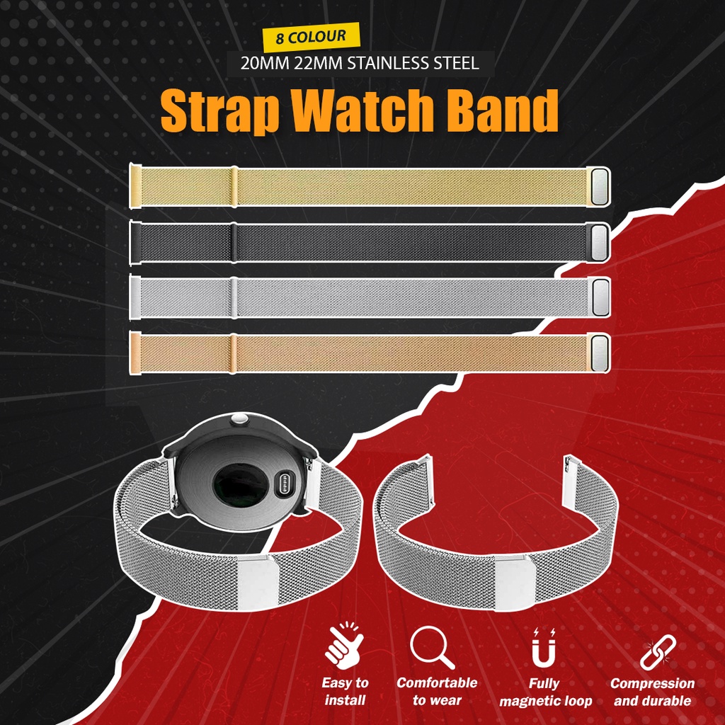 20mm 22mm Stainless Steel watch band smart watch Magnet Strap strap ...