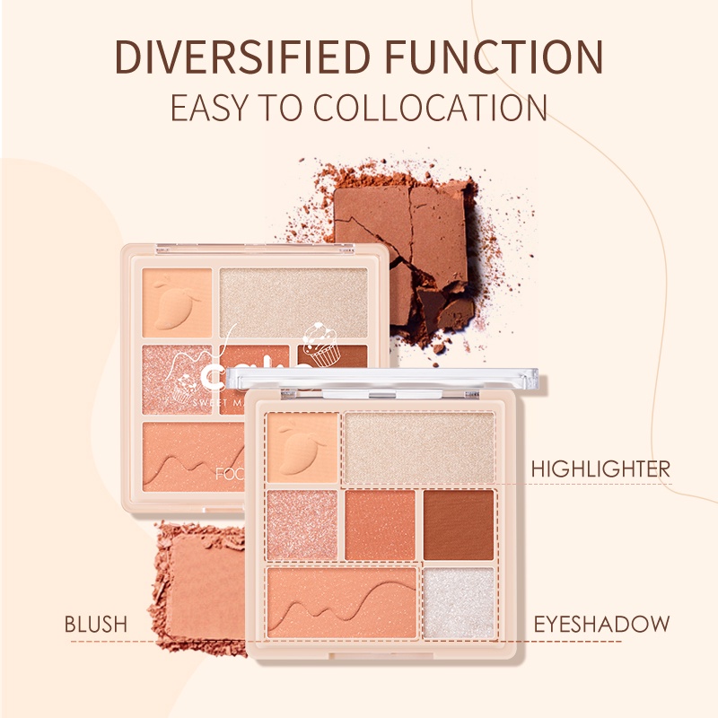 FOCALLURE FA192 Multi Face Palette 7 Colors High Pigment Makeup Cake ...