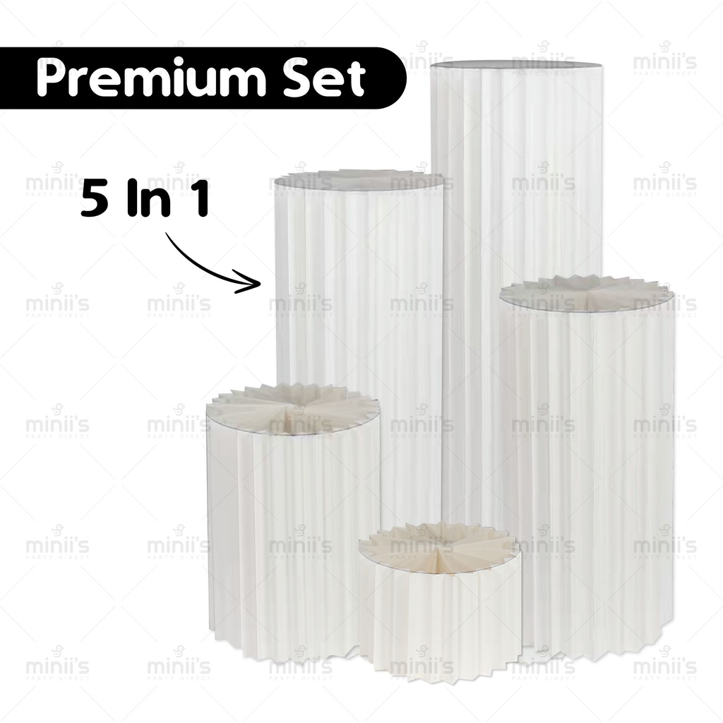 MINIIS PARTY White Folding Cake Stand Dessert Stand Cylinder Stand Meja ...