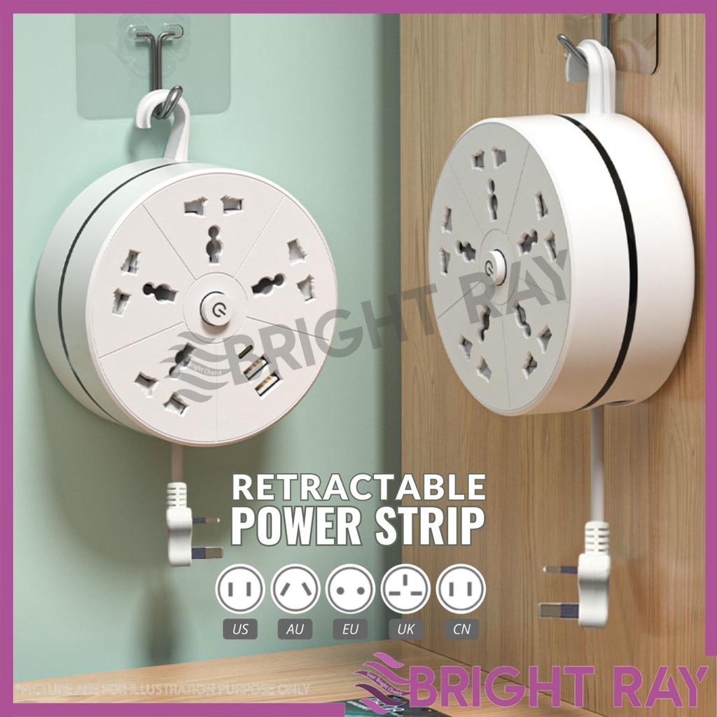 Retractable Extension Universal Socket USB TYPE -C Rotary Extension ...