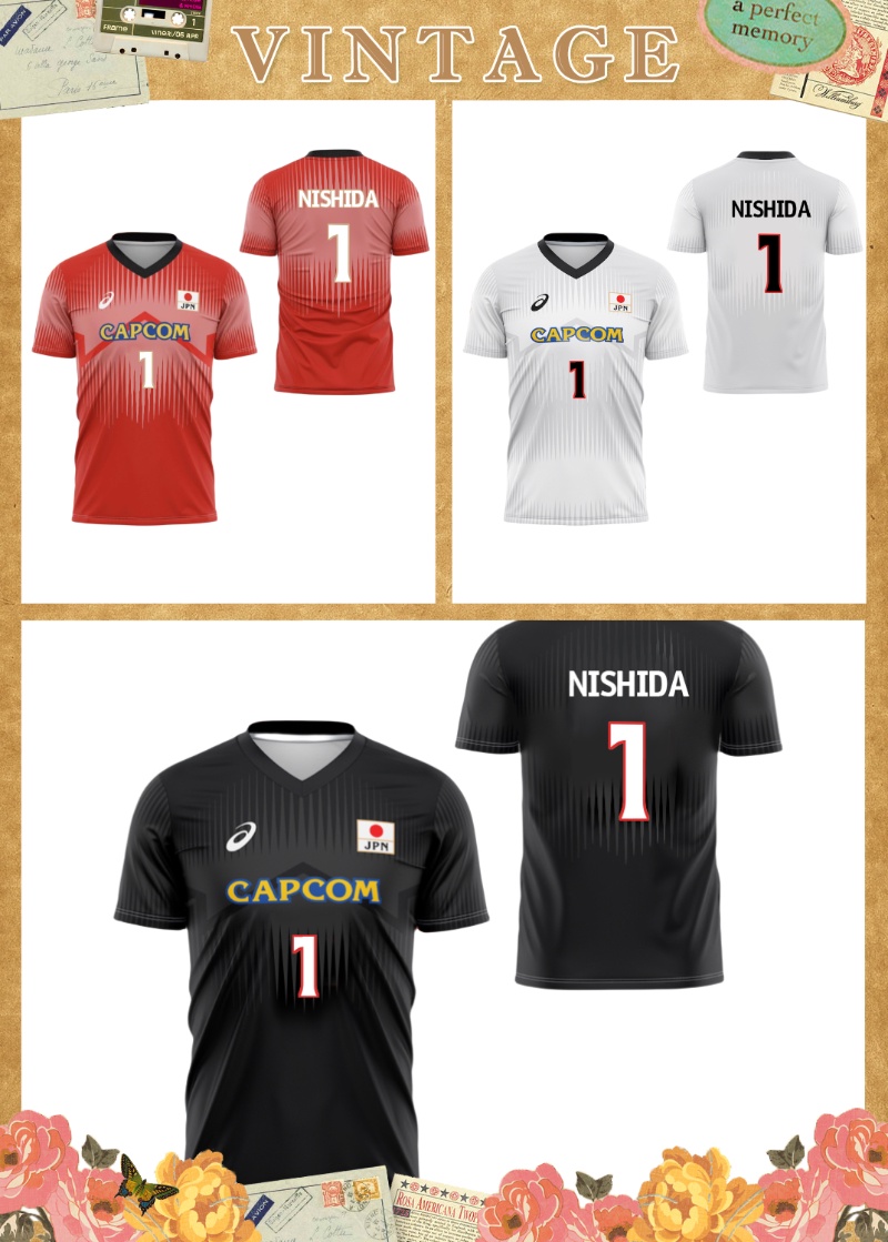 New WHITE Japan CAPCOM Men's Volleyball Team FULL SUBLIMATION ...