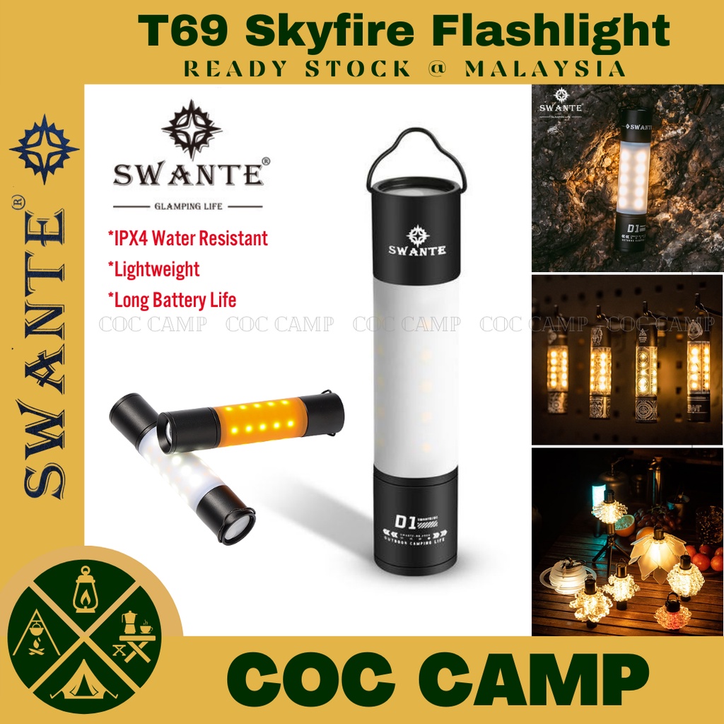 Swante T69 Skyfire Flashlight Rechargeable Camping Lantern Light Lamp ...