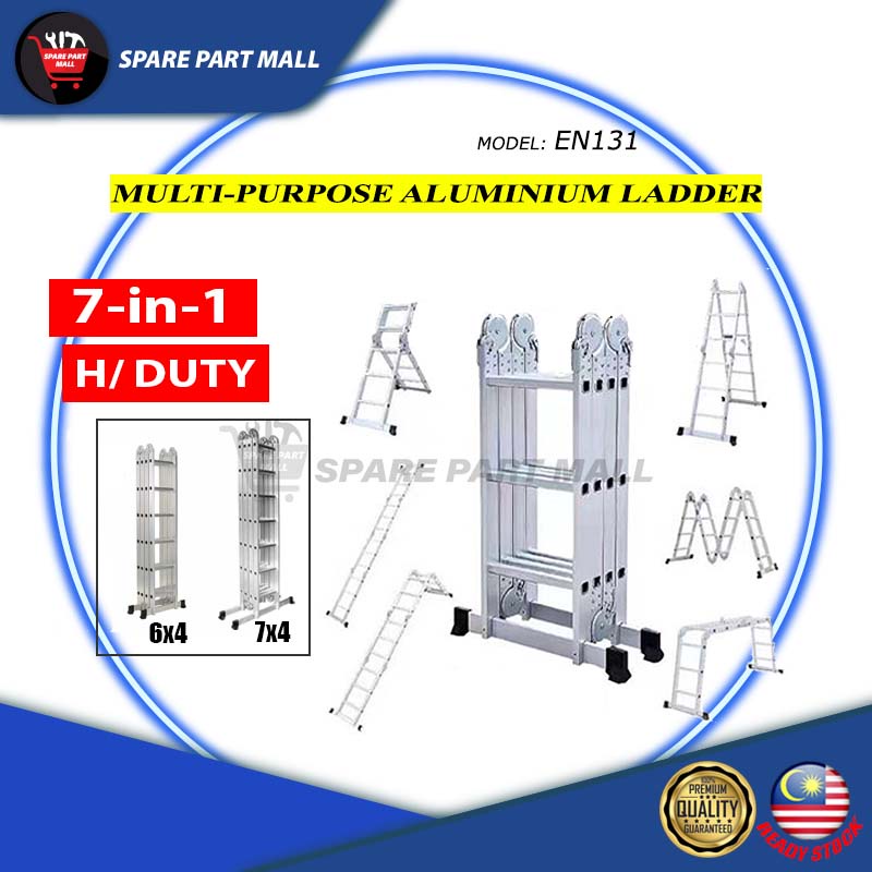 MULTI PURPOSE ALUMINIUM LADDER- H/DUTY (BIG HINGE) (4 X 6/7) ADJUSTABLE ...