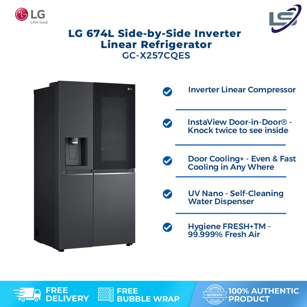 LG 674L Side-by-Side Inverter Linear Refrigerator GC-X257CQES ...