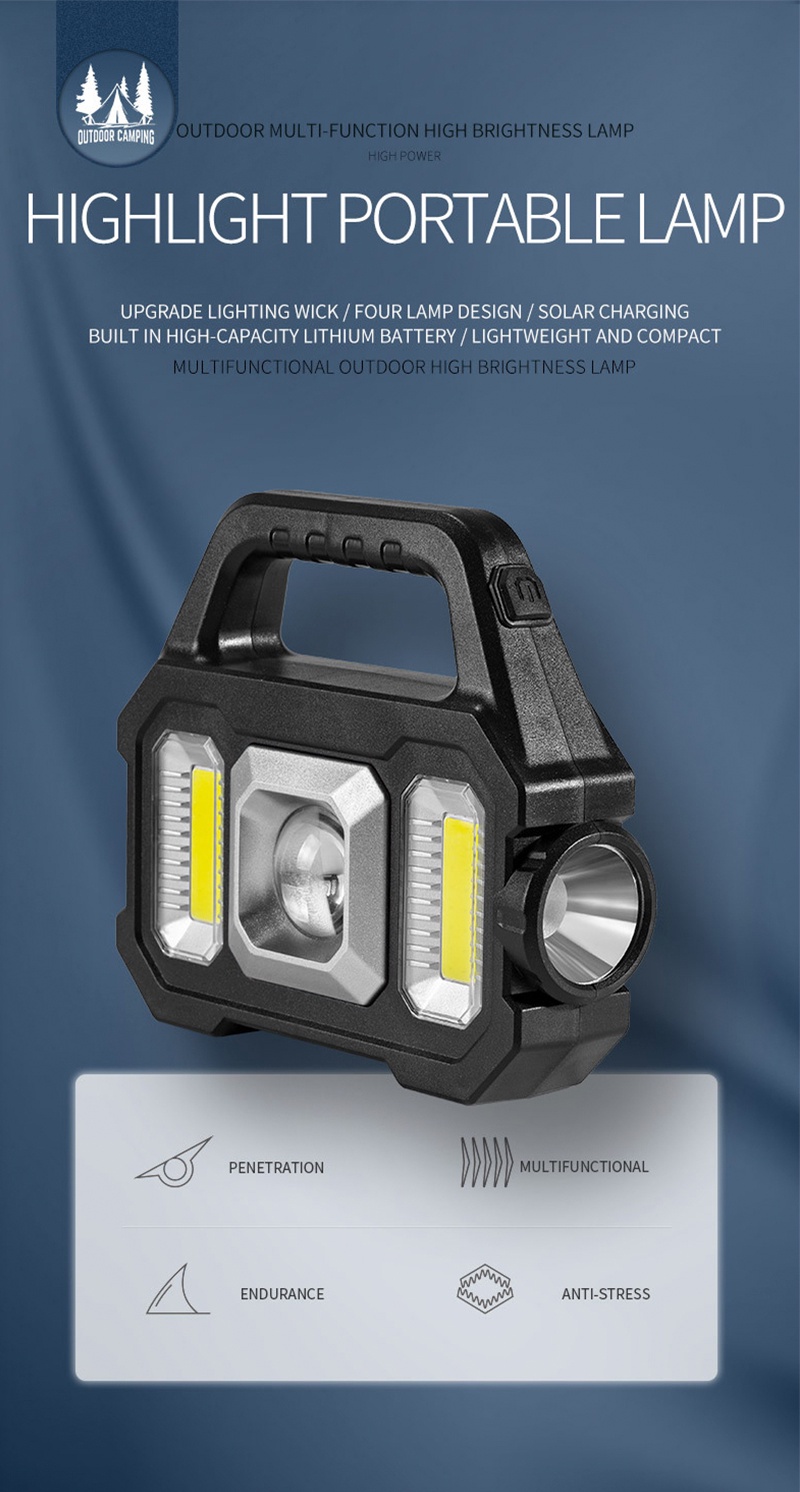 X-TIGER multifunctional portable lamp solar flashlight searchlight high ...