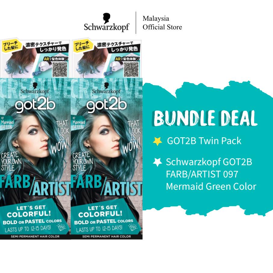 [Bundle Deal] Schwarzkopf GOT2B FARB/ARTIST 097 Mermaid Green Color (2 ...