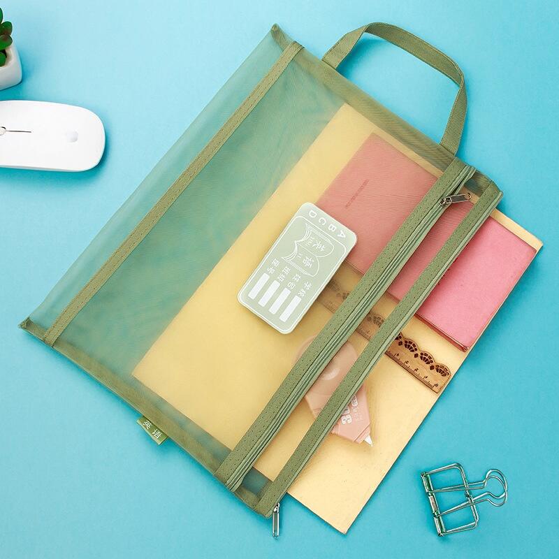 Double Layer Nylon Mesh Document Bag Zipper Closure File Folder Pouch ...