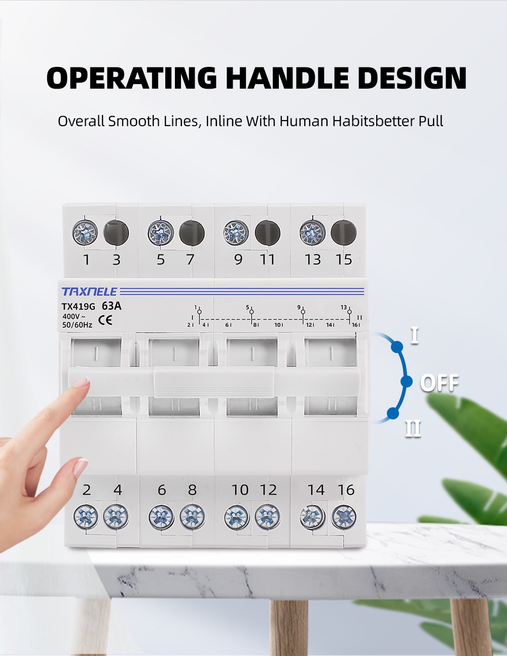TAXNELE 1P 2P 3P 4P 40A 63A MTS Dual Power Manual Transfer Switch Interlock Circuit Breaker Din ...