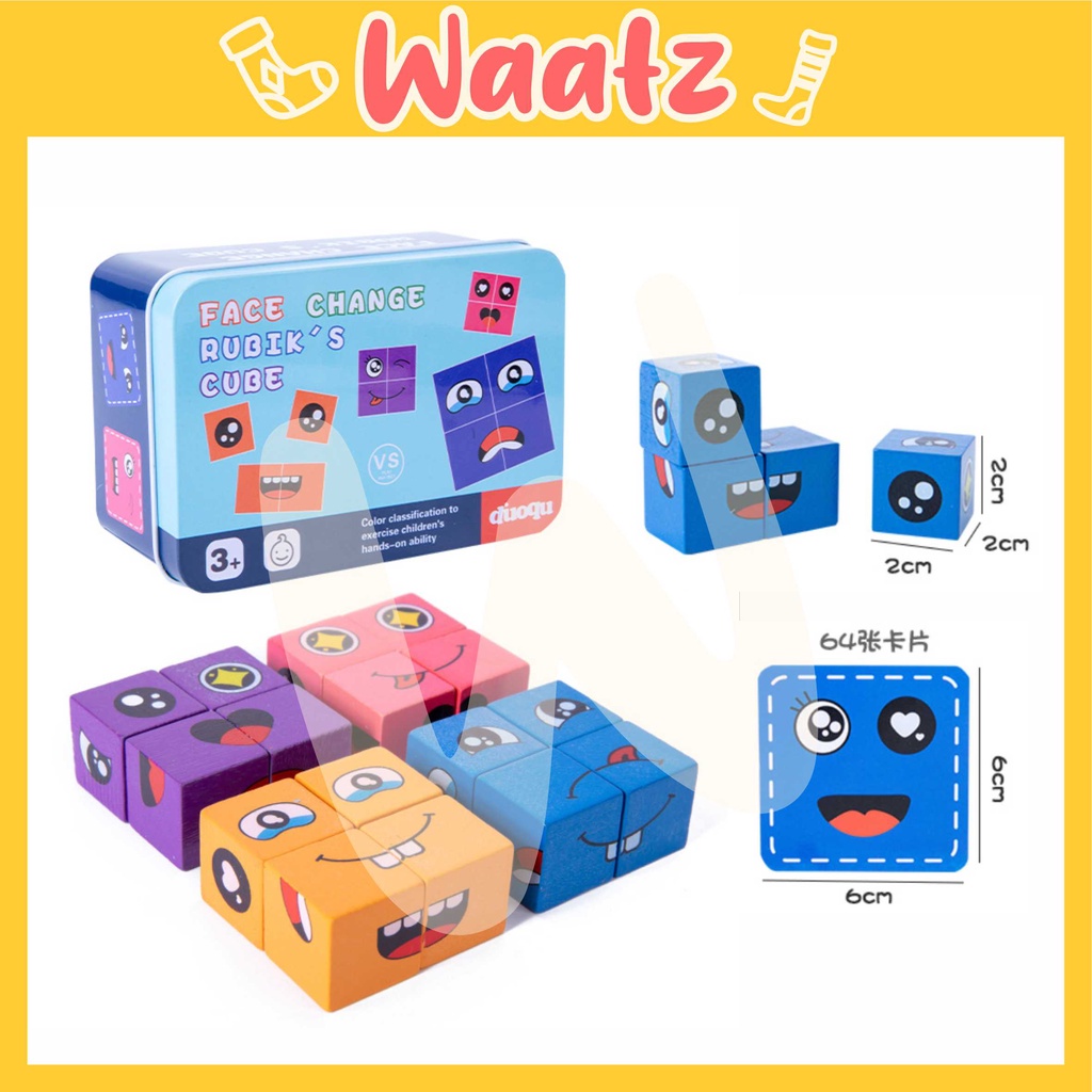(TOY21) Face Changing Rubik Cube Emoji Magic Change Building Block Kid ...