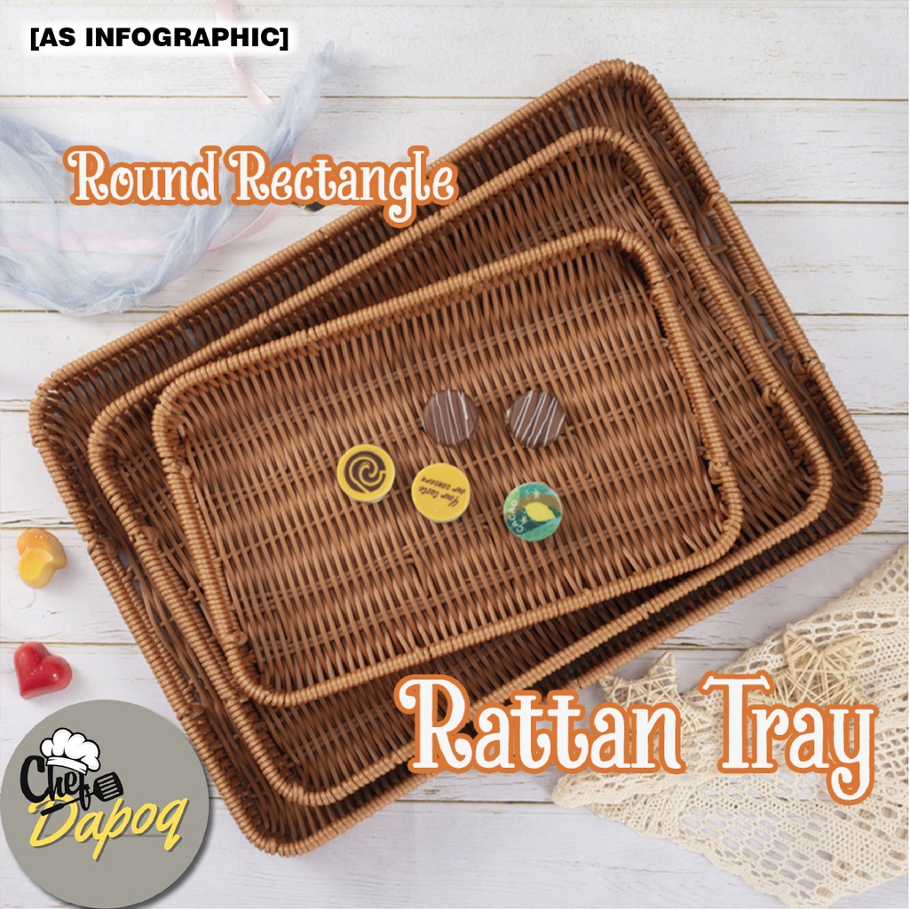 [DC] Dulang Rotan Hidang Makanan Hiasan Rumah Rattan Tray 3Sizes Round ...