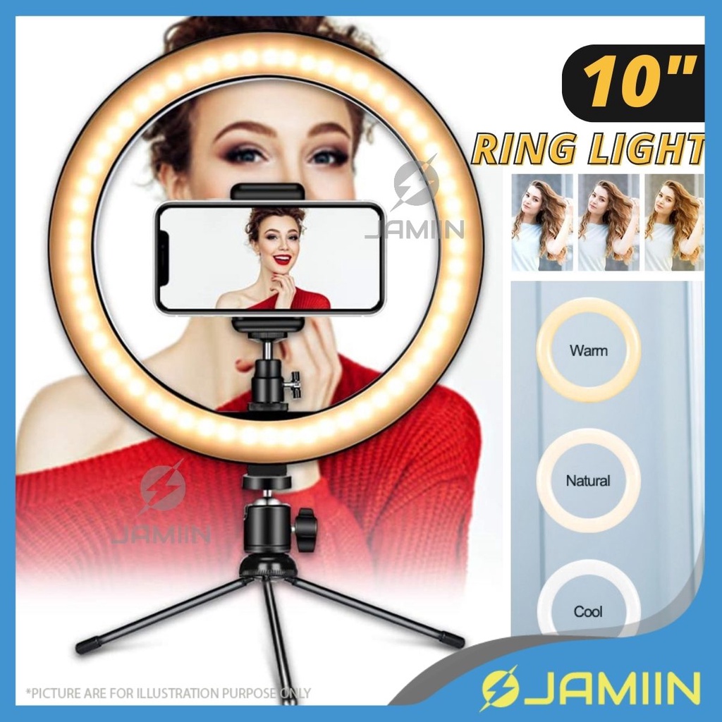 26CM (10") LED Ring Light Live Table Top Stand Selfie Fill Light Lampu ...
