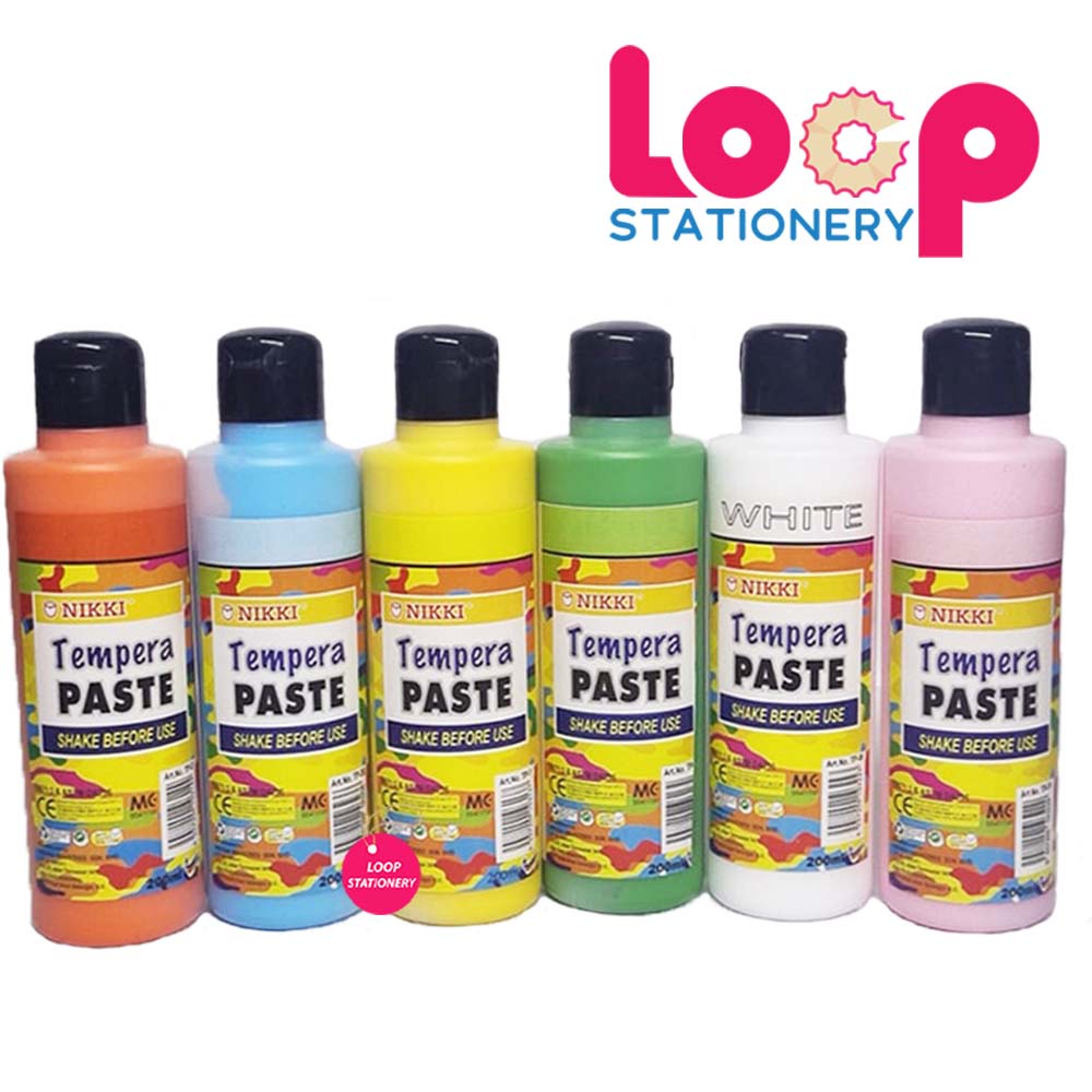 Nikki Tempera Pastel Water 12 Set Colour 200ml Poster Colour | Shopee ...