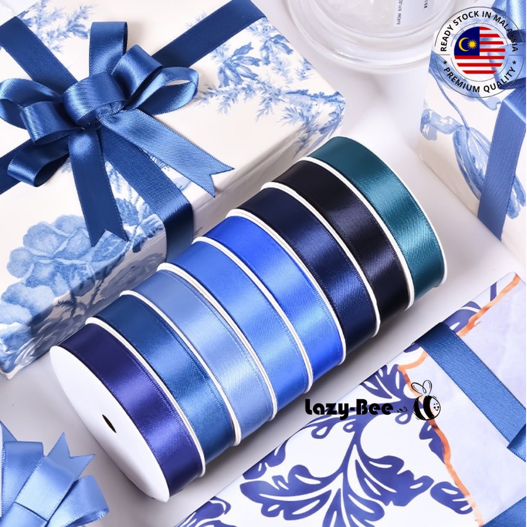 LAZY BEE Dark Blue Navy Blue Biru Tua 5 Meter Premium Double Face Satin ...