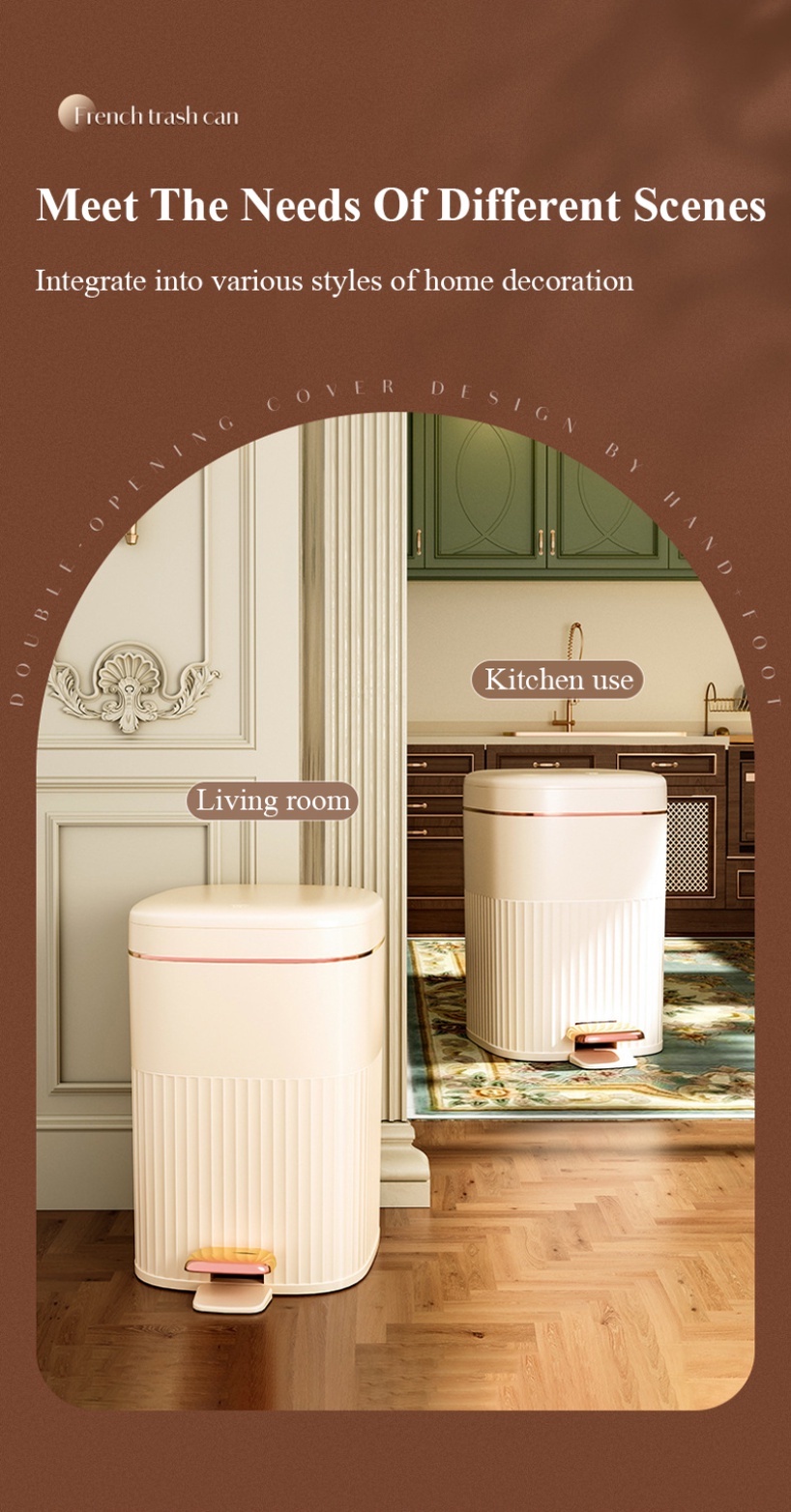 【IN STOCK】Dustbin 8-15L Light Luxury Trash Bin with Cover Toilet Large ...