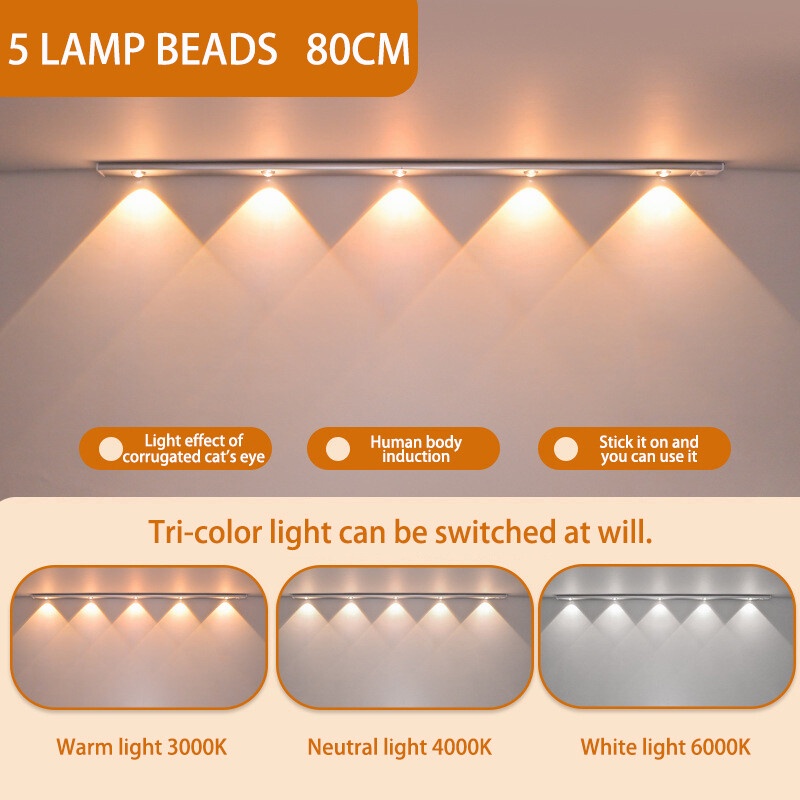 DC Sensor 3 Color Dimmable Motion Cat Eye USB Rechargeable Light LED ...