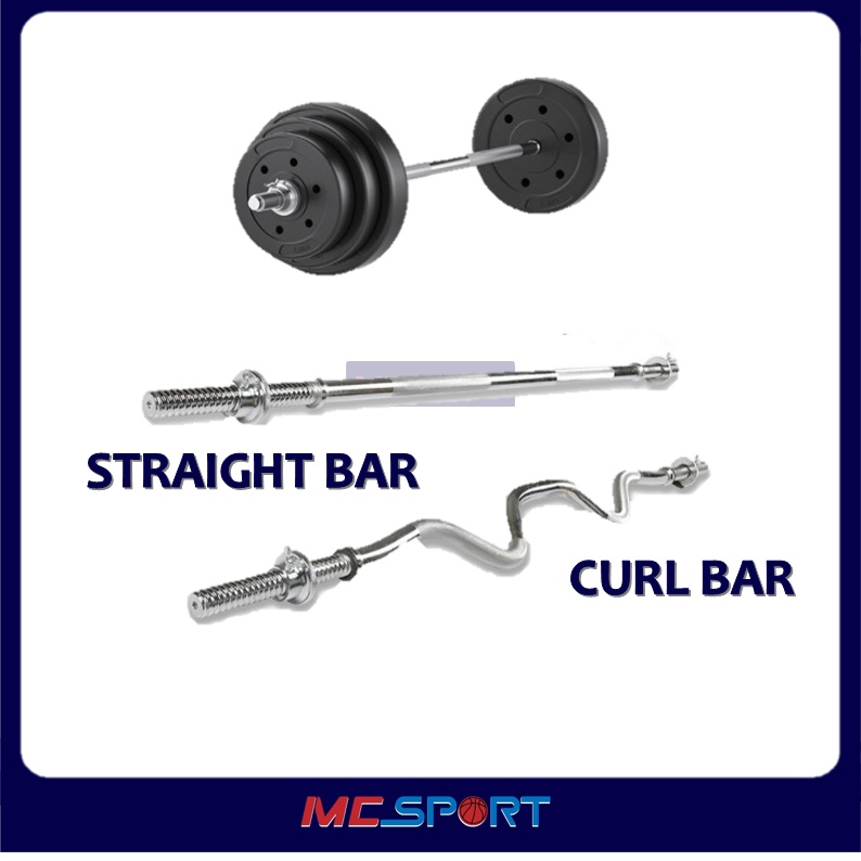 MCSPORT Straight Barbell & Curl Barbell Ez Curl Bar Dumbbell Bar Gym ...
