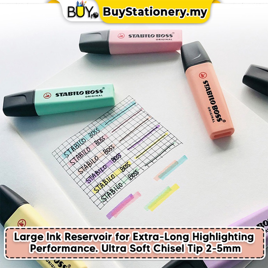Stabilo Highlighter Boss Pastel Colour Highlighter Pen Warna Warni Set ...