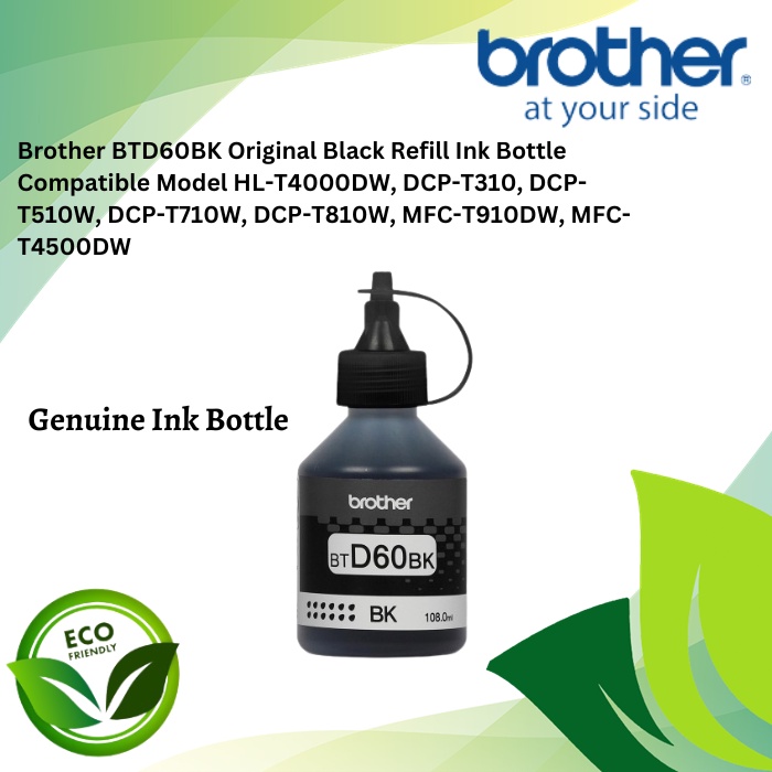 Brother High Yield Ink Bottle BTD60BK (NO BOX) | Shopee Malaysia