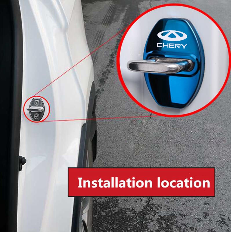 4Pcs Metal Car Door Lock Covers Sticker Emblem Decal For Chery Arrizo ...
