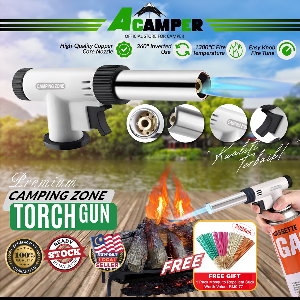 CAMPING ZONE PREMIUM Torch Gun Flame Welding Flamethrower Gas Fire ...