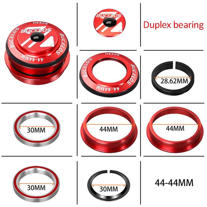 BUCKLOS Bike Headset Double Bearing 34-34/44-44/44-50.6/44-55/44-56/41.8/52mm Road Mountain Bike ...