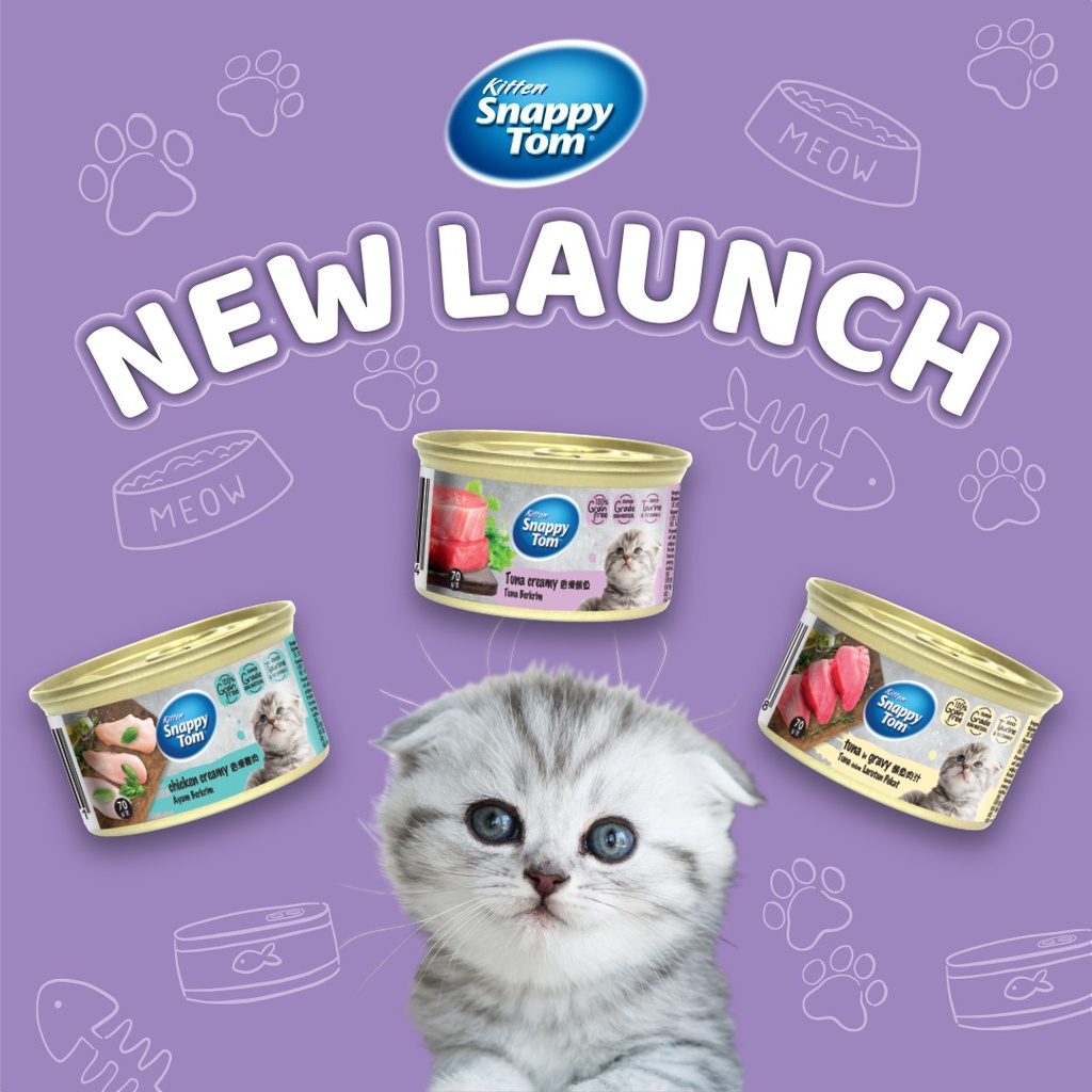 Snappy Tom Premium Kitten Series Cat Canned Wet Food 70G - (Tuna Creamy ...