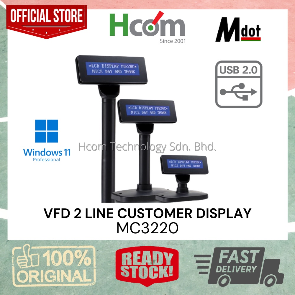 MDOT VFD 2 Line Customer Display MC3220 (USB) | Shopee Malaysia