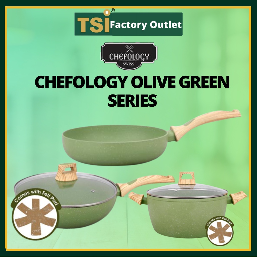 CHEFOLOGY OLIVE GREEN COOKWARE non-stick coating, any type of stove ...