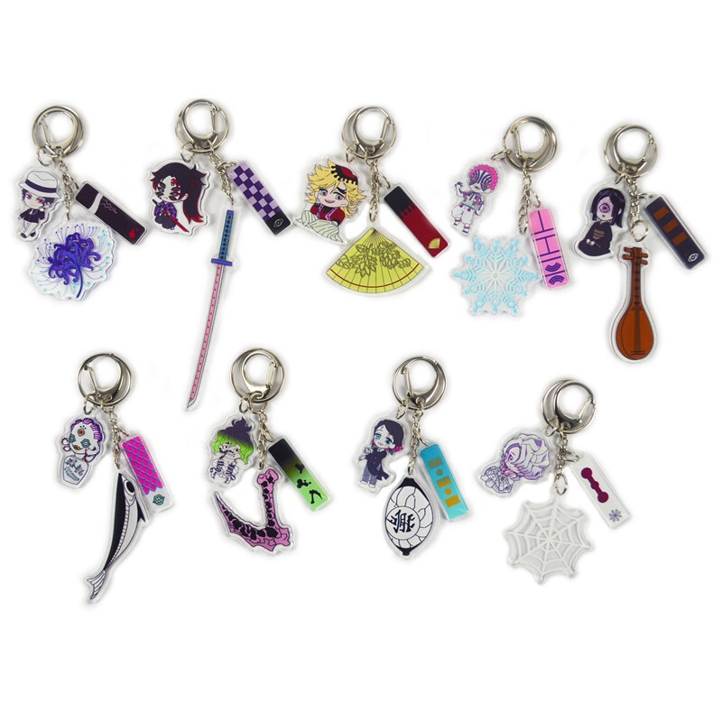 Anime Demon Slayer Figure Acrylic Keychain Kokushibo Doma Enmu Akaza ...