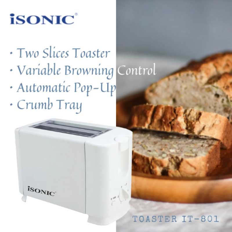 Isonic 2 Slice Bread Toaster IT-801 Pembakar Roti | Shopee Malaysia