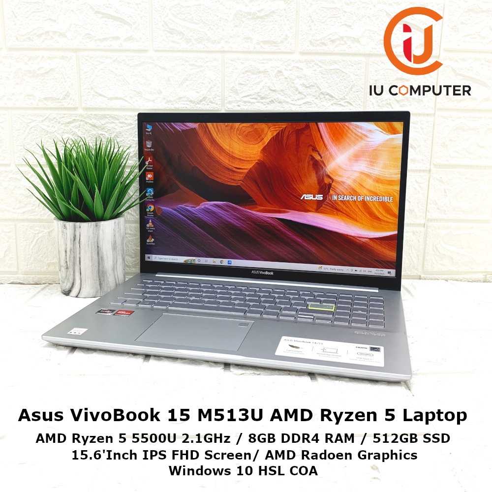 ASUS VIVOBOOK 15 M513U AMD RYZEN 5 5500U 8GB RAM 512GB SSD USED LAPTOP ...