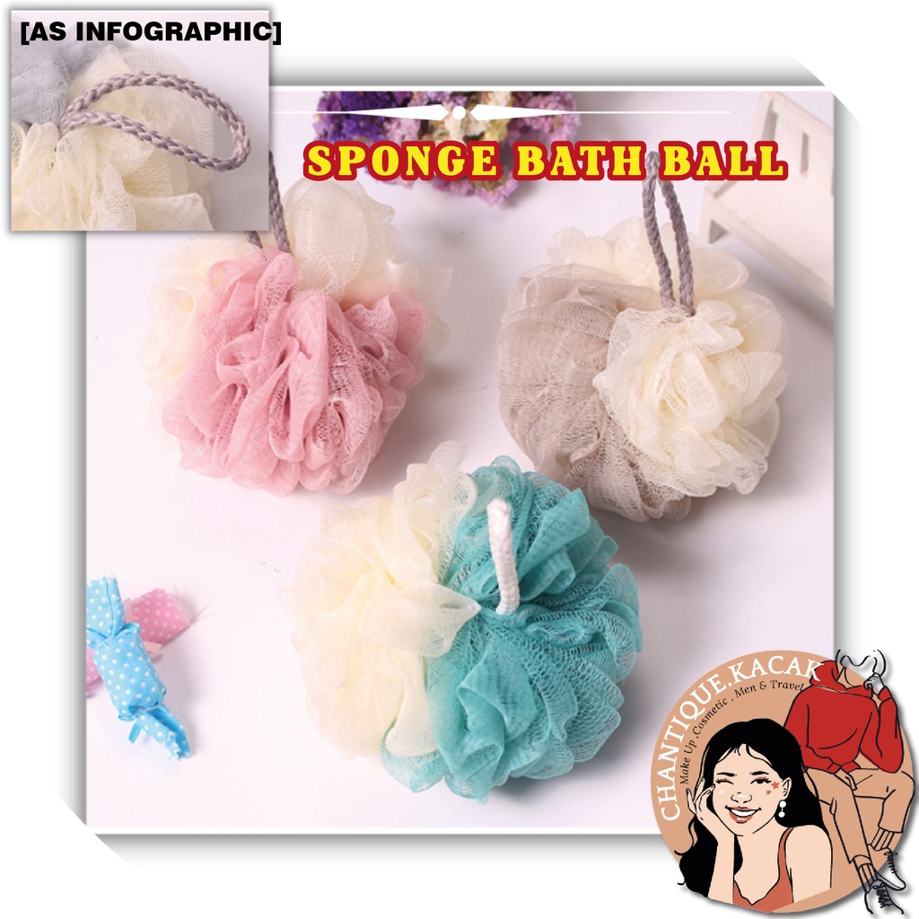 [CK] 50g Nylon Round Sponge Bath Ball Improve & Exfoliate Skin Bathroom ...