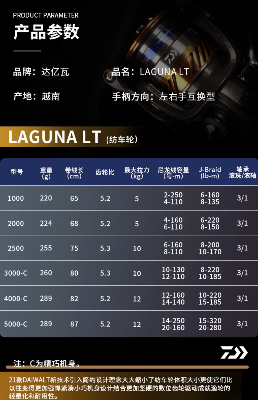 Original Daiwa NEW Type LAGUNA LT 1000 2000 3000 4000 5000 long cast lure fishing spinning reel ...
