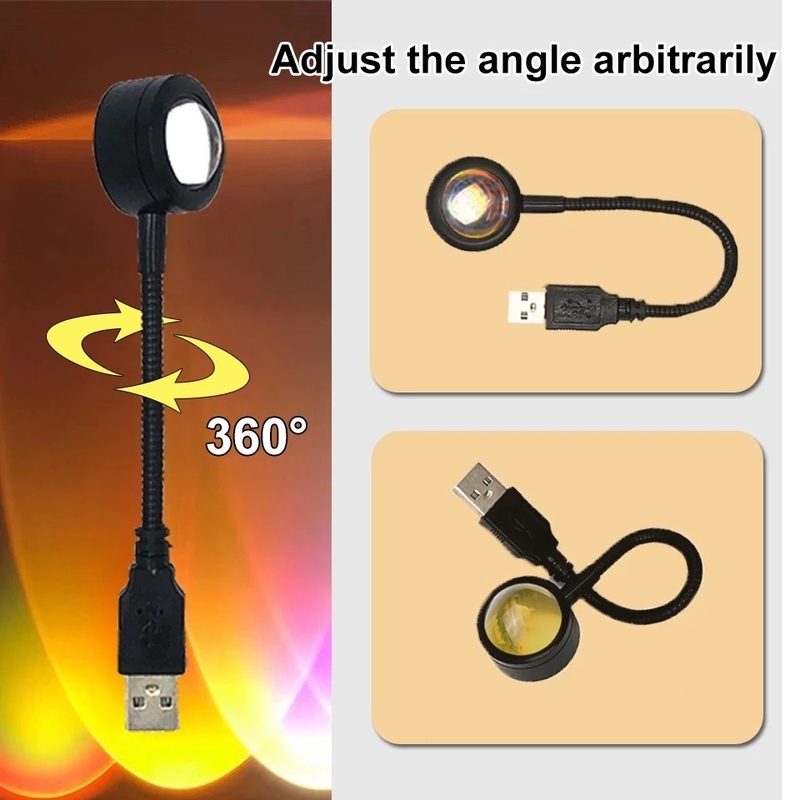360 Degree RGB Sunset Light Shooting Props/ Rotating Highlight USB ...