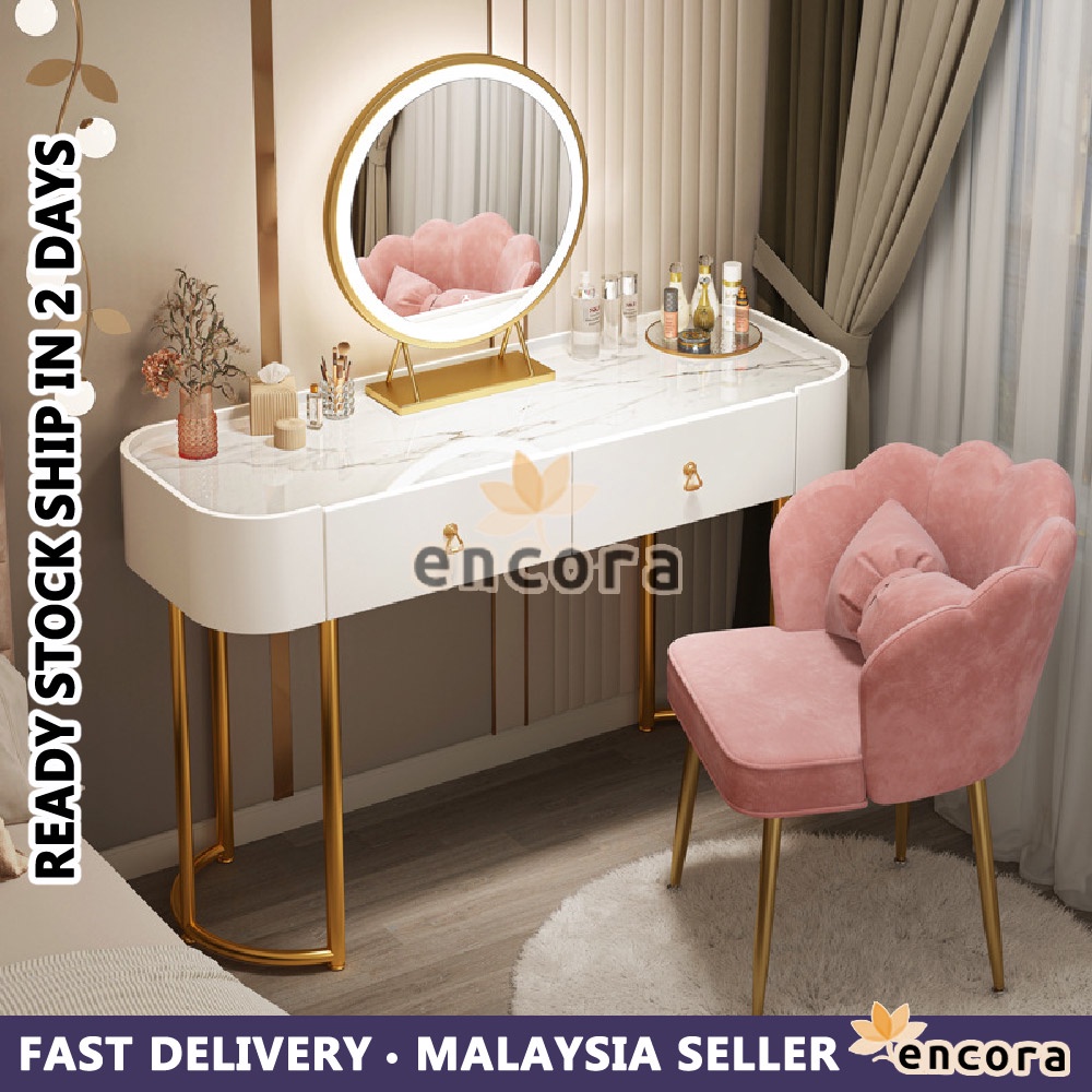 Encora Wooden Dressing Table With Drawers Meja Solek Berlaci Makeup ...