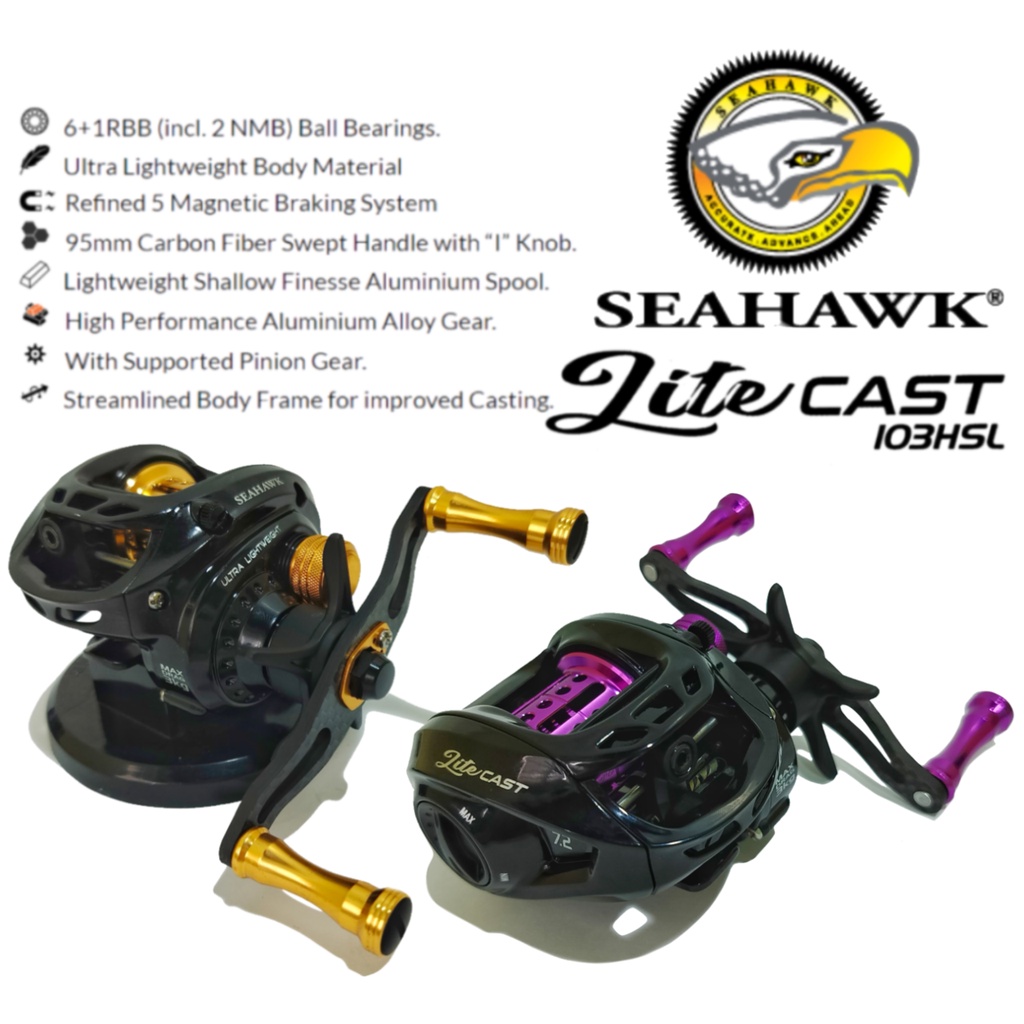 SEAHAWK LITE CAST 103HSL BAITCASTING(BC) FISHING REEL | Shopee Malaysia
