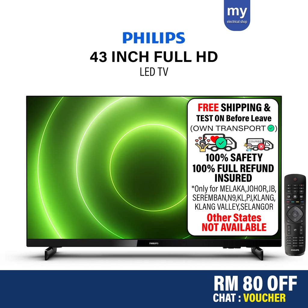 Philips 43 Inch Full HD LED TV 43PFT5706 /68 | Shopee Malaysia