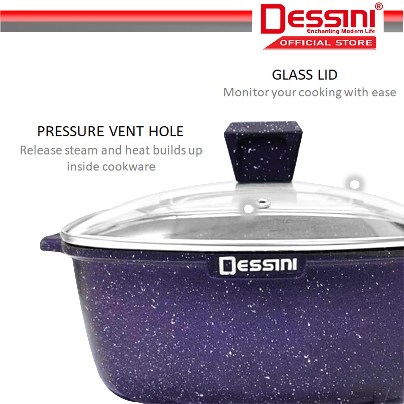 DESSINI ITALY 20CM Casserole Die Cast Aluminium Non Stick Pot Bowl Pan ...