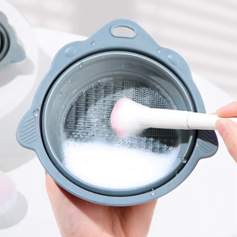Beauty Egg Powder Puff Cleaner Scrubber Pad / Portable Folding Silicone ...