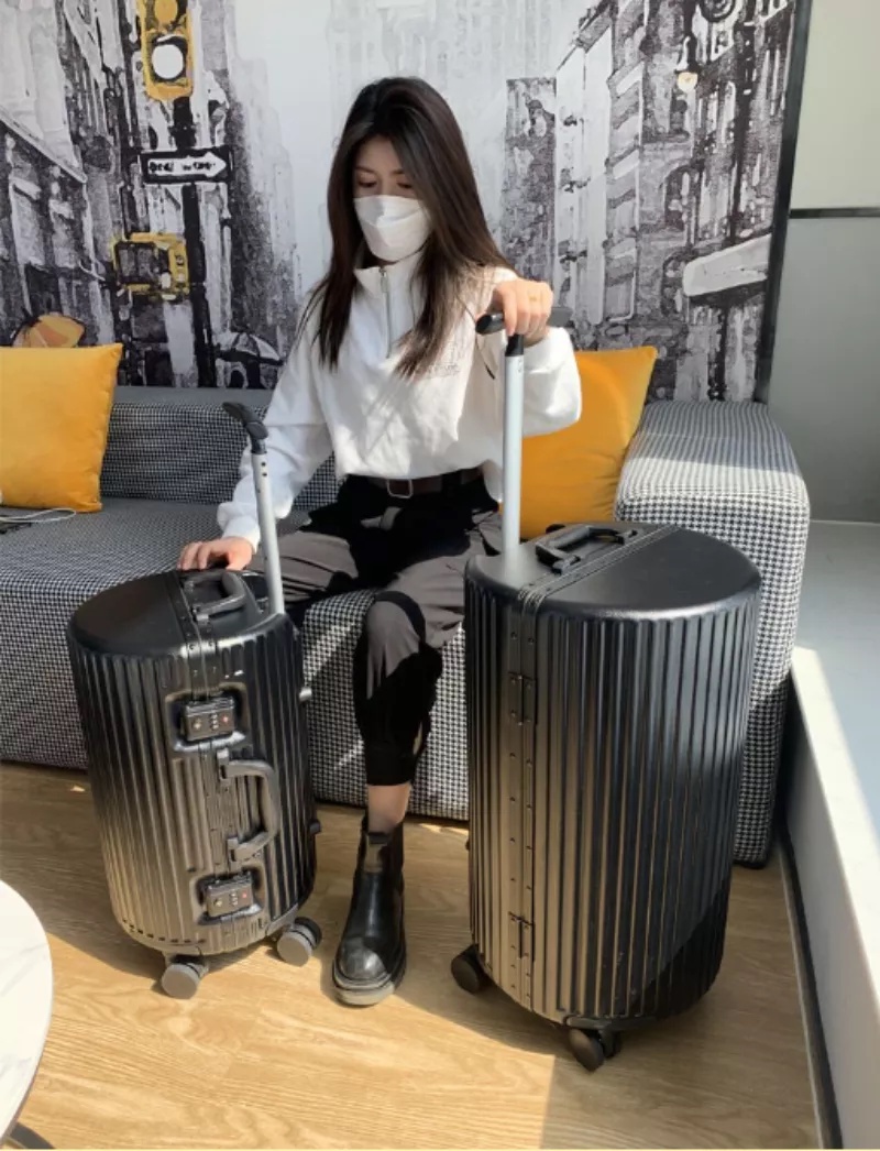 Japanese aluminum luggage quiet universal wheel box personalized round ...