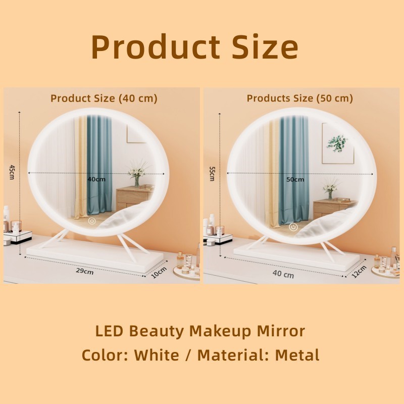 🇲🇾DELLED🇲🇾 LED Makeup Mirror Big Smart Light 40CM/50CM Large Round ...