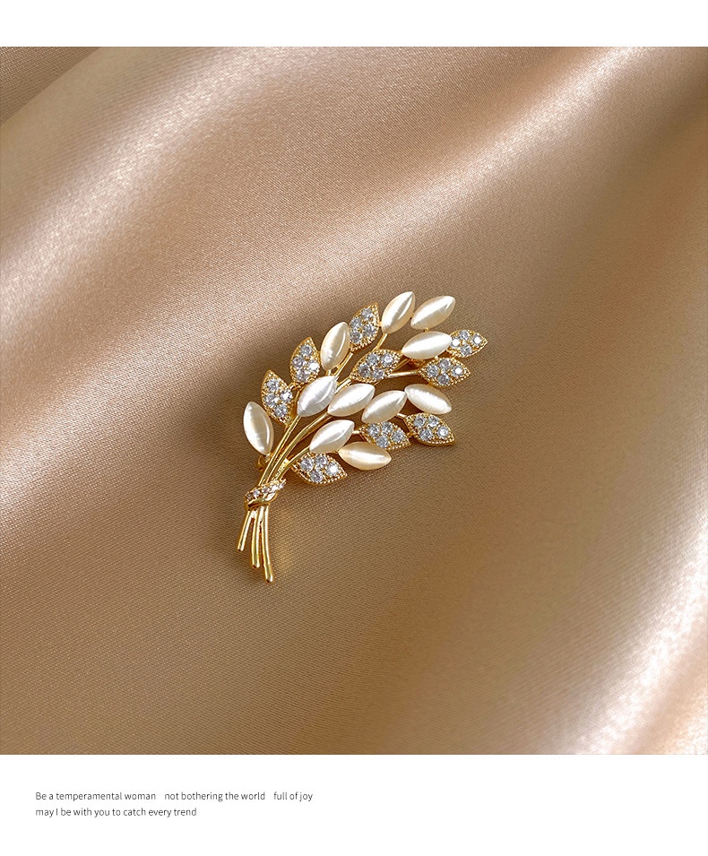 Opal Wheat Ear Brooch Luxury Female Anti-Glare Buckle Unique Pin Fixed Clothes Accessories ...