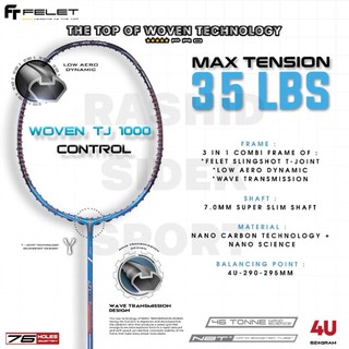 FELET TJ-1000 (POWER/CONTROL/SPEED) Badminton Racquet 4u Racket ...